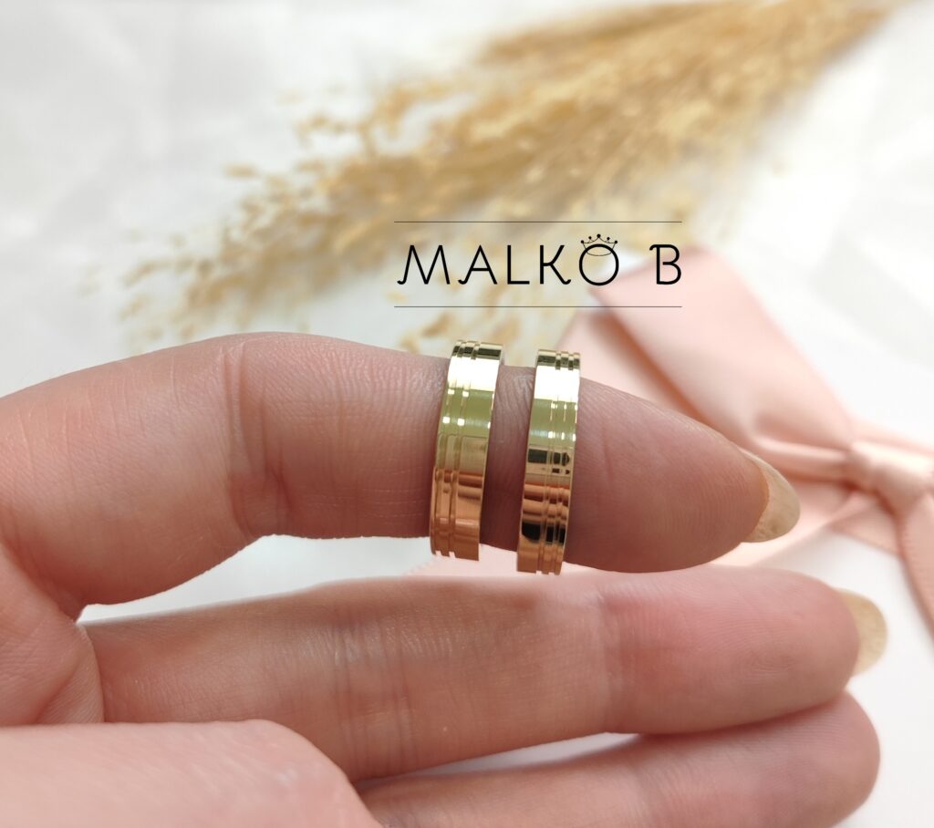 Aliança de Moeda 4mm frisos - Malko B.